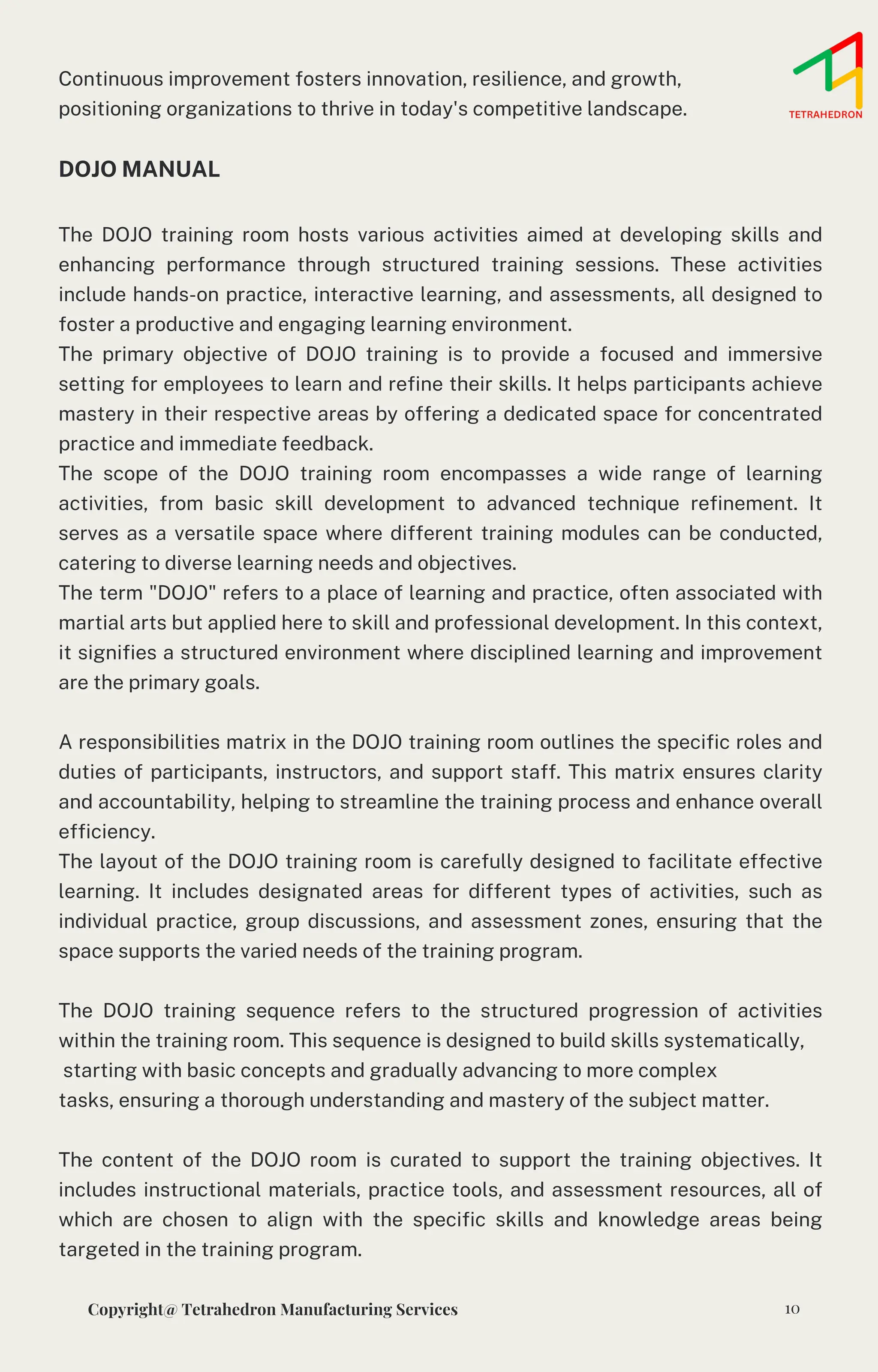 DOJO Training room | Training DOJO PPT | PDF