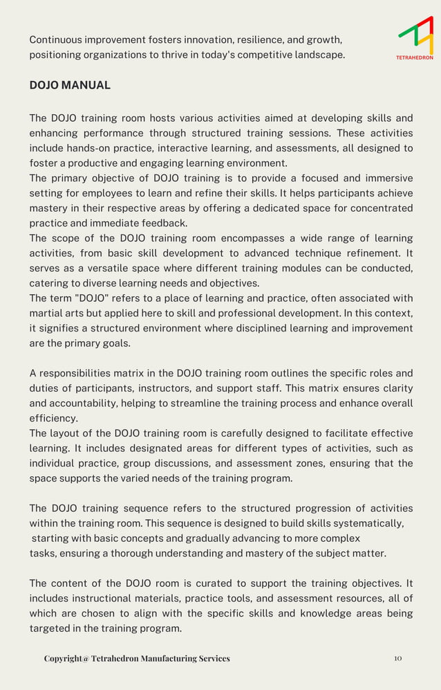 DOJO Training room | Training DOJO PPT | PDF