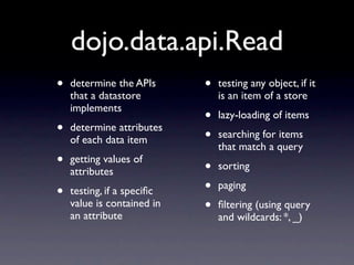 dojo.data, stores and widgets | PPT