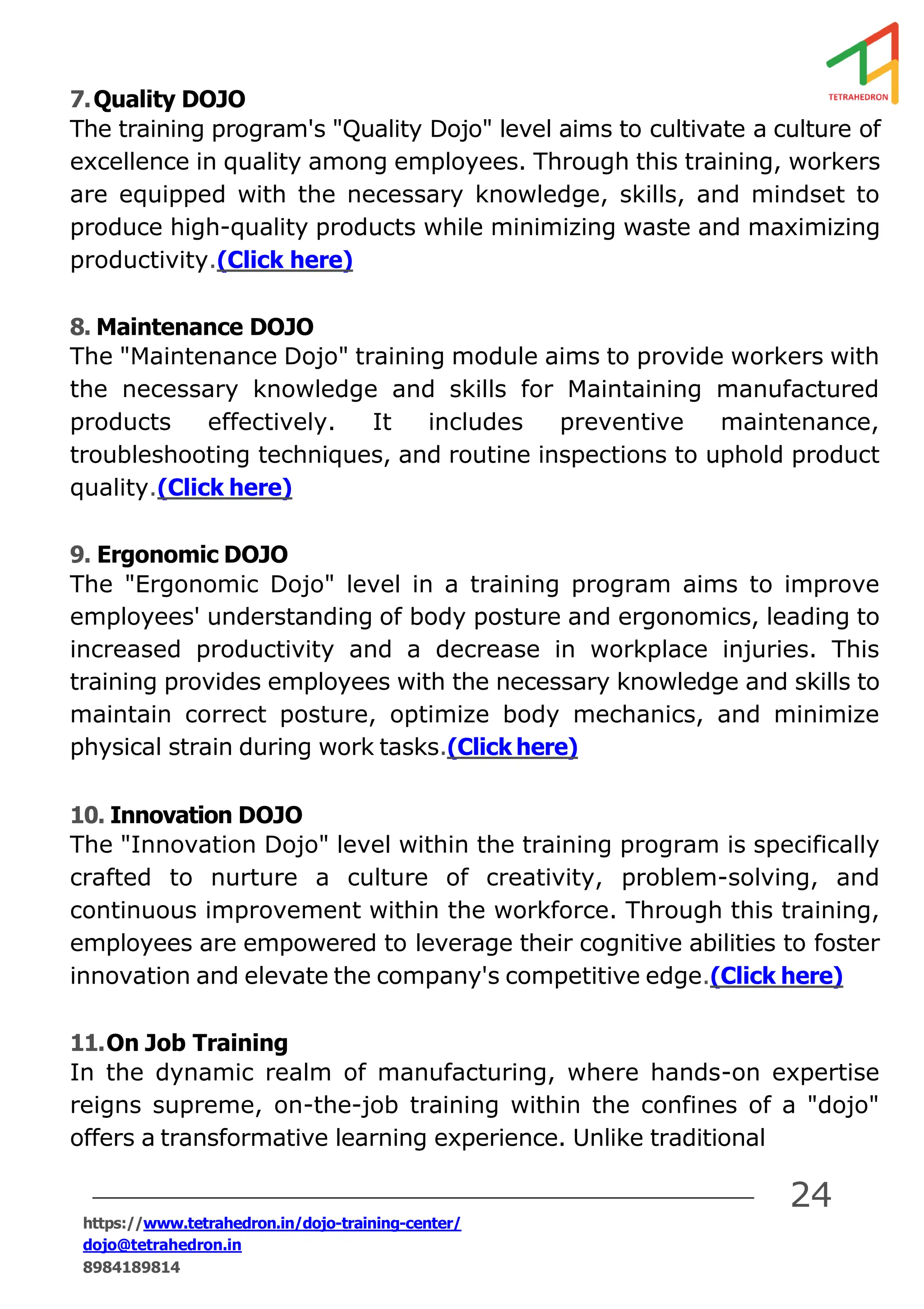DOJO Training Center - Empowering Workforce Excellence | PDF