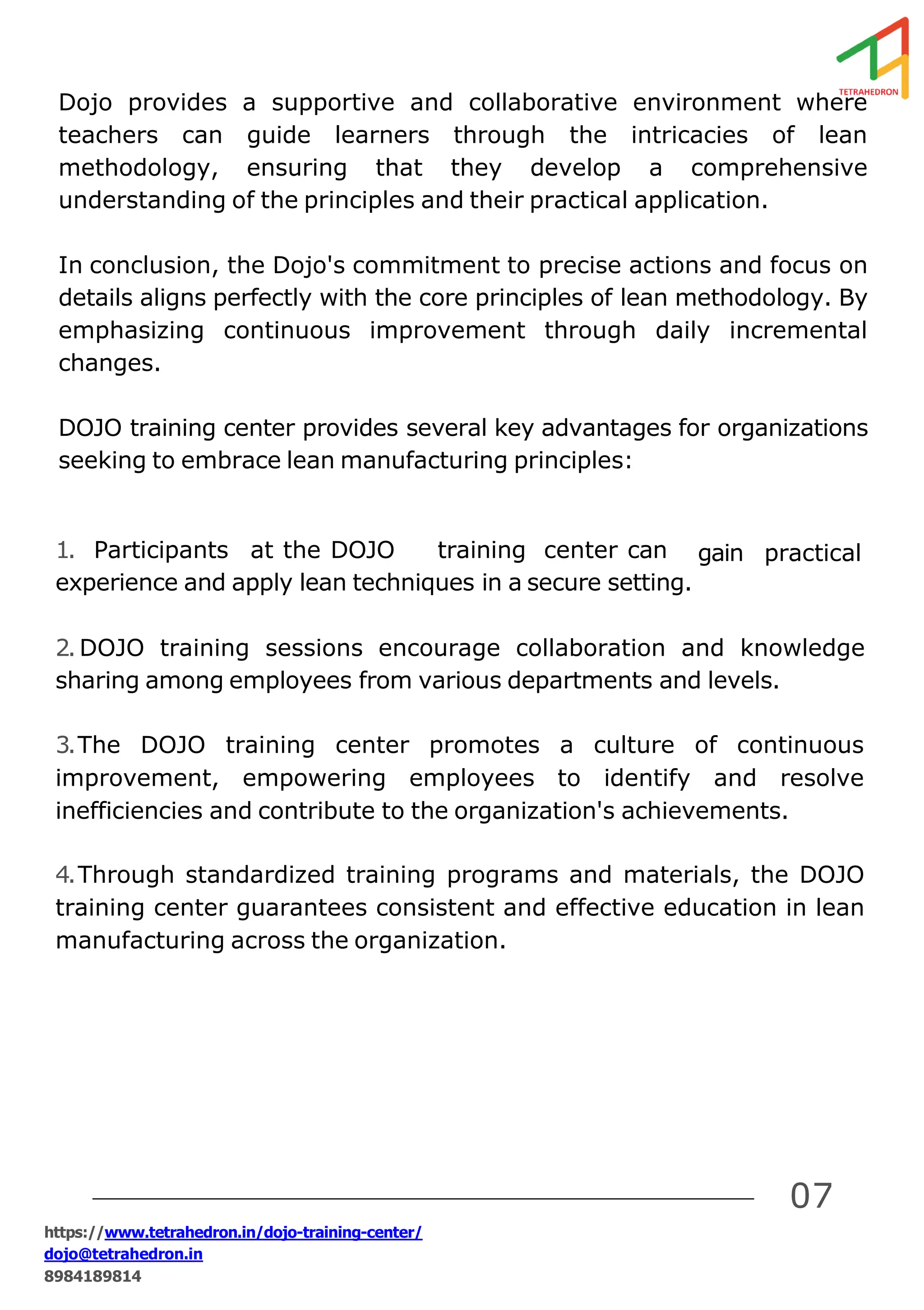 DOJO Training Center - Empowering Workforce Excellence | PDF