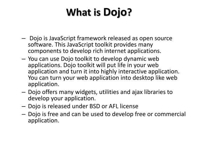 Dojo javascript toolkit | PPT