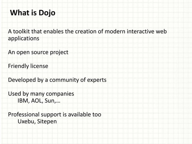 Dojo training | PPTX | Web Development | Internet