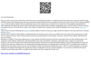Do Kids Have Too Much Homework Essay | PPT