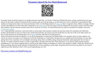 Do Kids Have Too Much Homework Essay | PPT