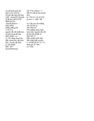 Tổng hợp công thức kinh tế vi mô | PDF