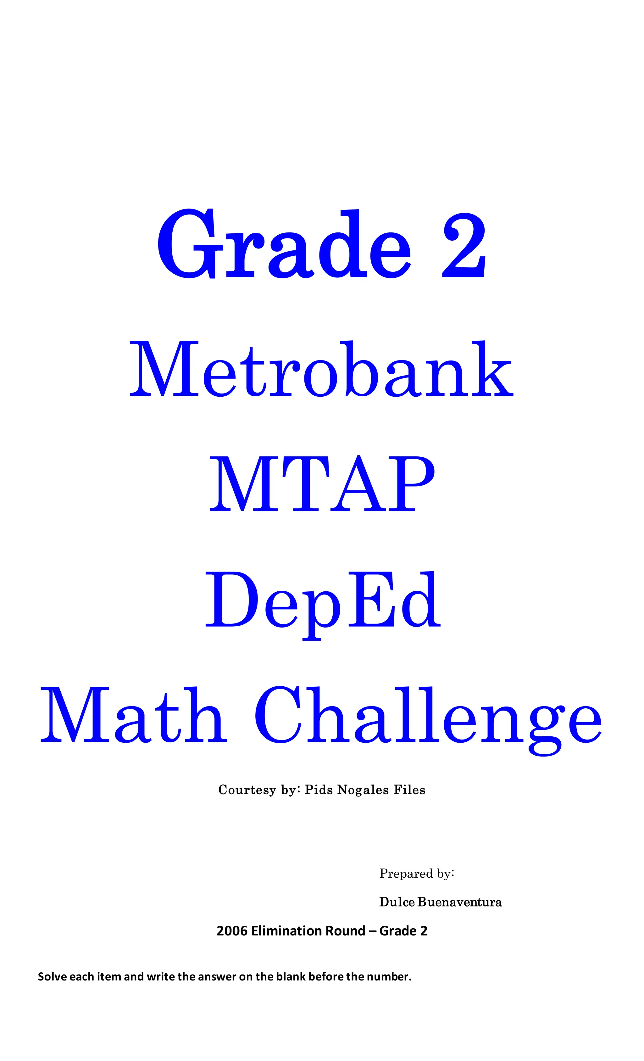 Grade 2 Math MTAP Reviewer | PDF