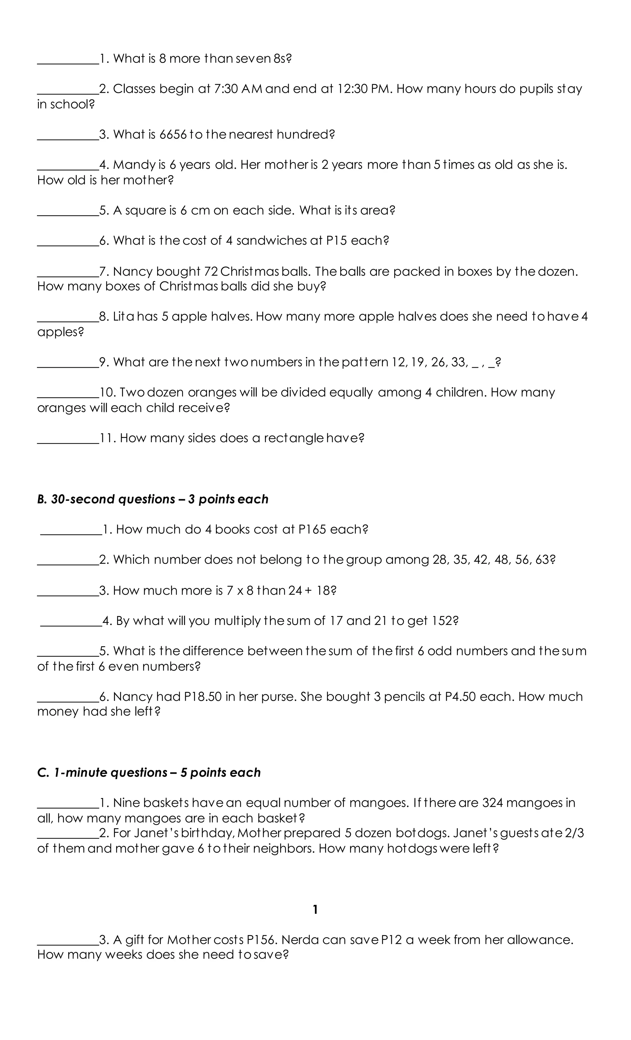 Grade 2 Math MTAP Reviewer | PDF