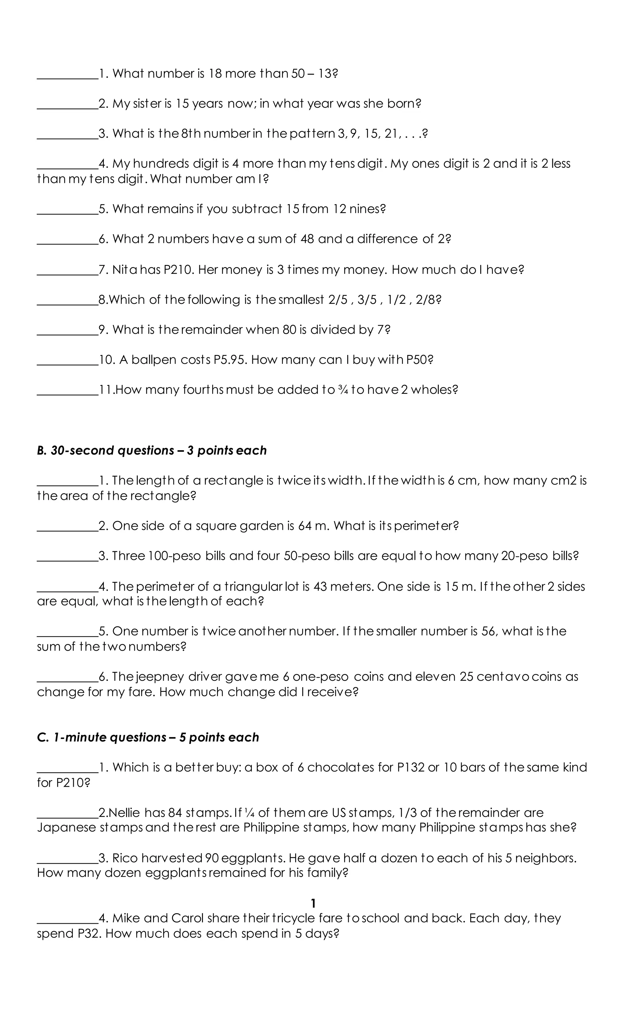 Grade 2 Math MTAP Reviewer | PDF
