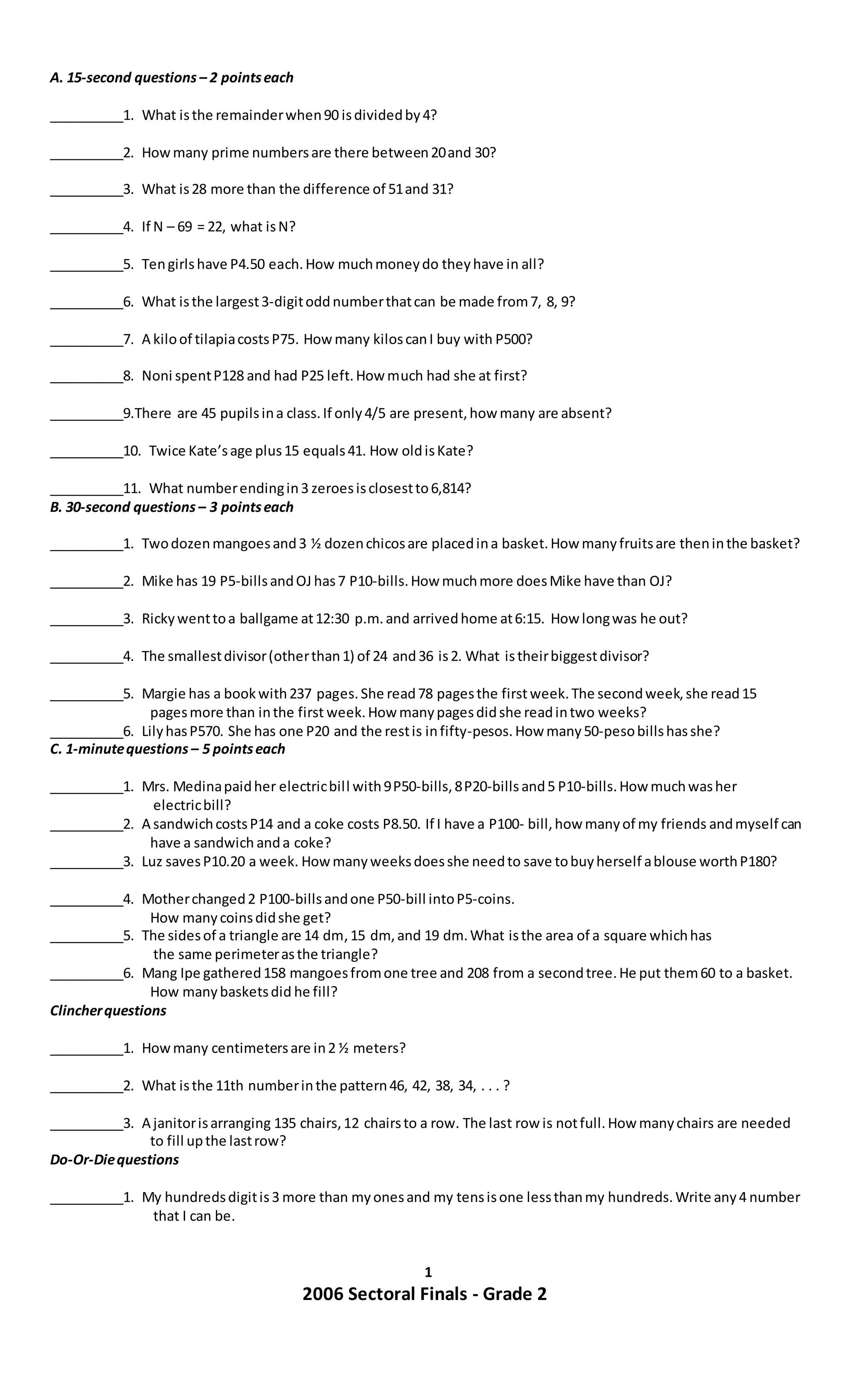 Grade 2 Math MTAP Reviewer | PDF