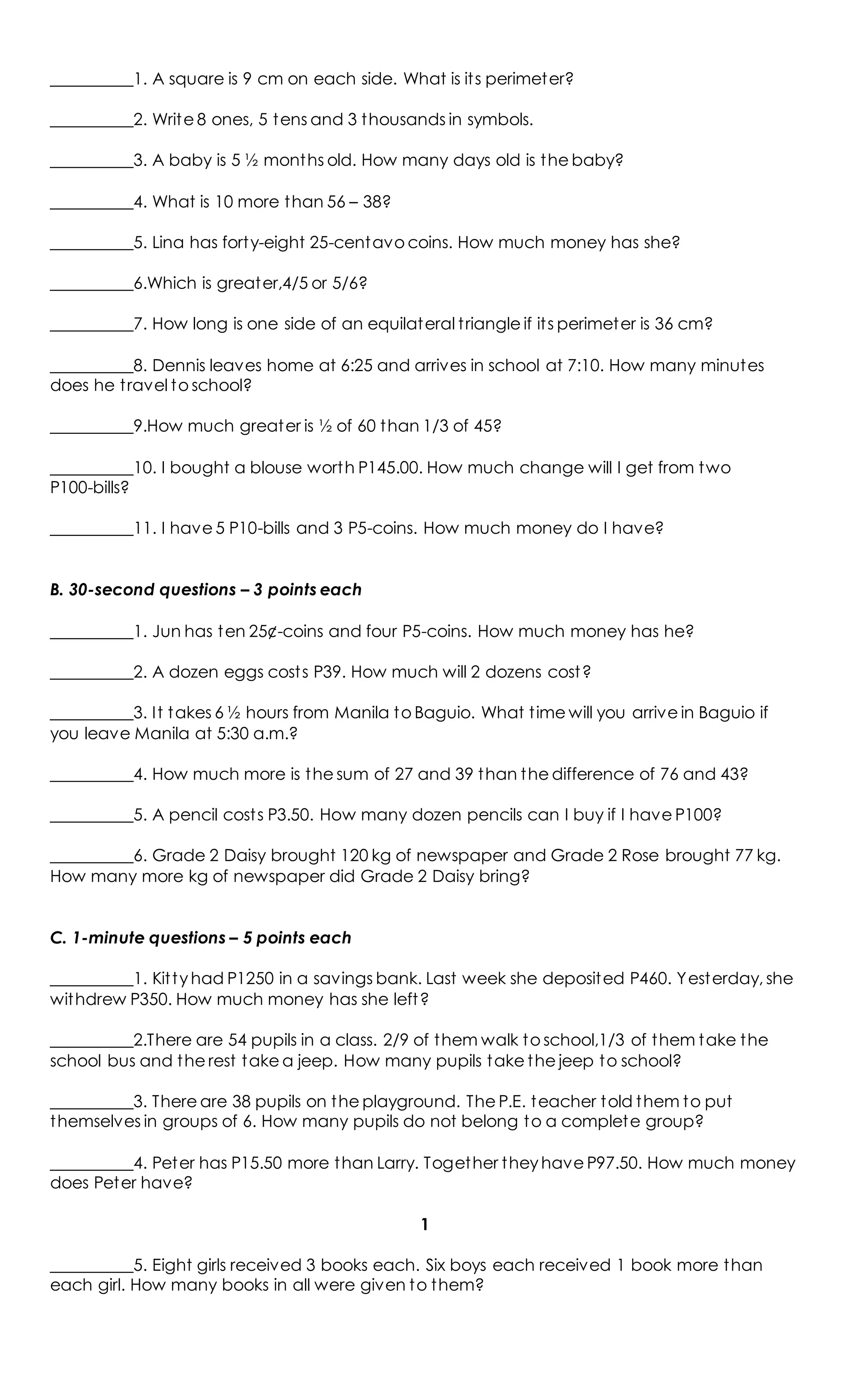 Grade 2 Math MTAP Reviewer | PDF