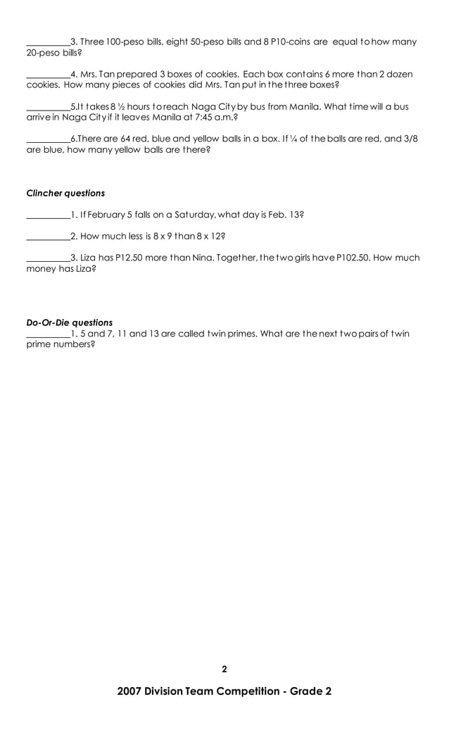 Grade 2 Math MTAP Reviewer | PDF | Desserts and Baking | Food & Drink