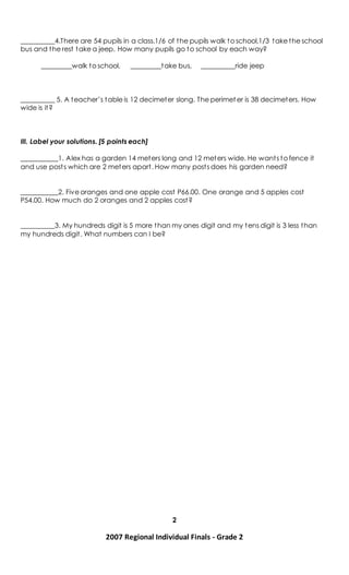 Grade 2 Math MTAP Reviewer | PDF