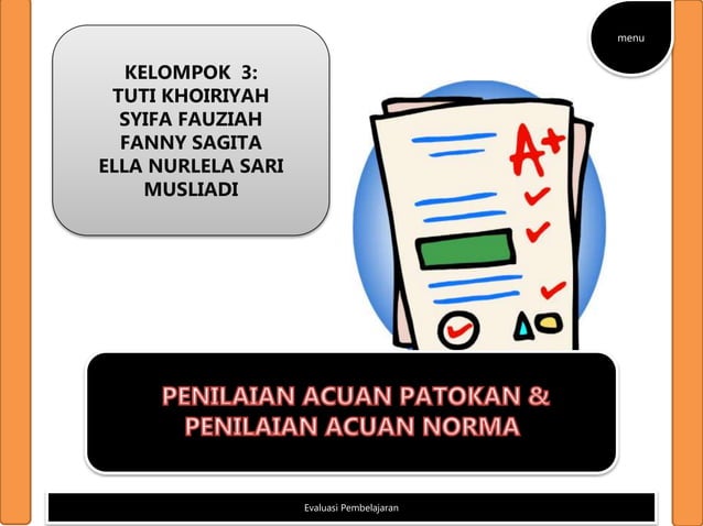 penilaian acuan patokan dan penilaian acuan norma | PPTX