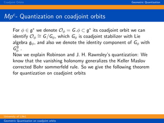 geometric quantization on coadjoint orbits | PDF | Physics | Science