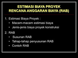 Perencanaan dan analisa Rab kontruksi .ppt