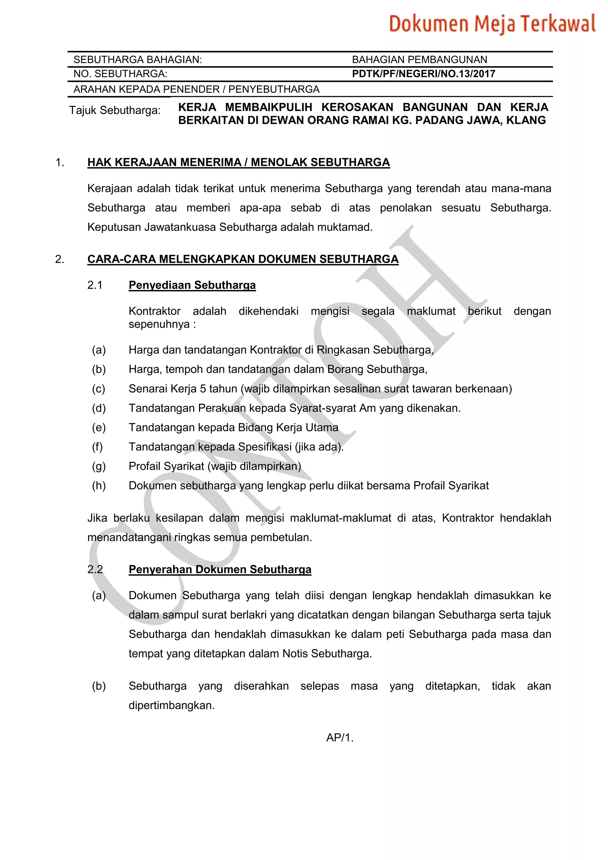 Dokumen 132017 contoh bq | PDF