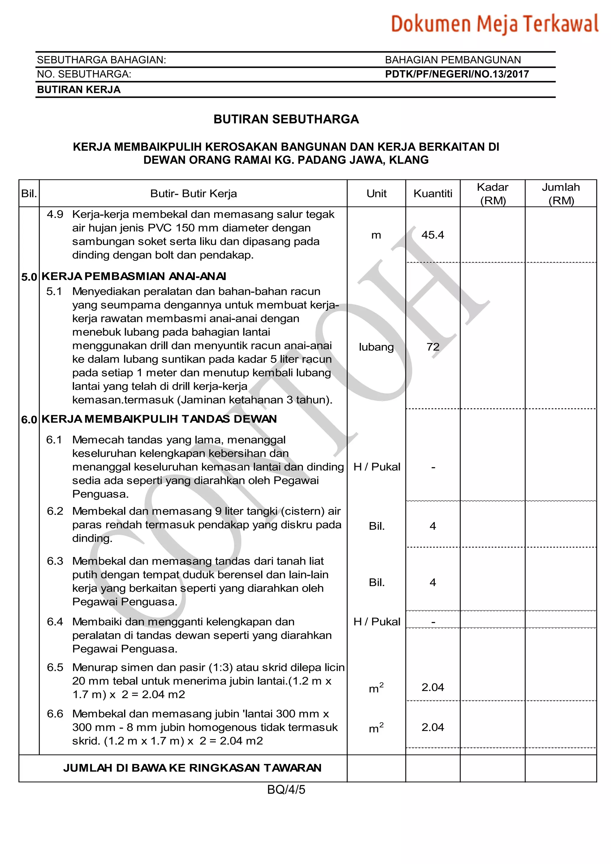 Dokumen 132017 contoh bq | PDF