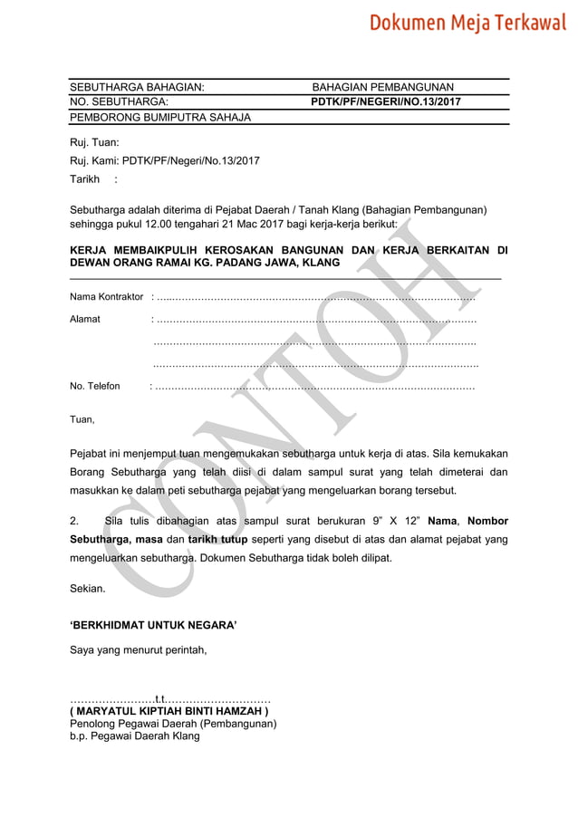 Dokumen 132017 contoh bq | PDF