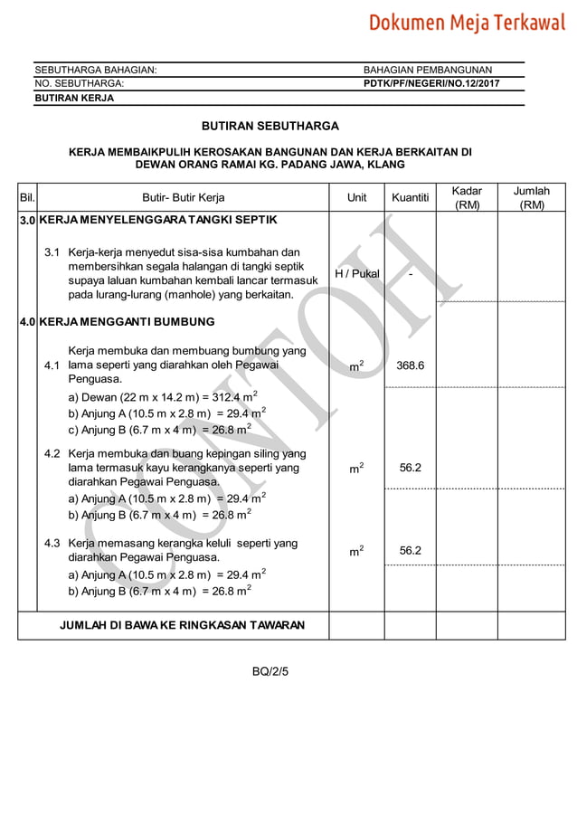 Dokumen 132017 contoh bq | PDF