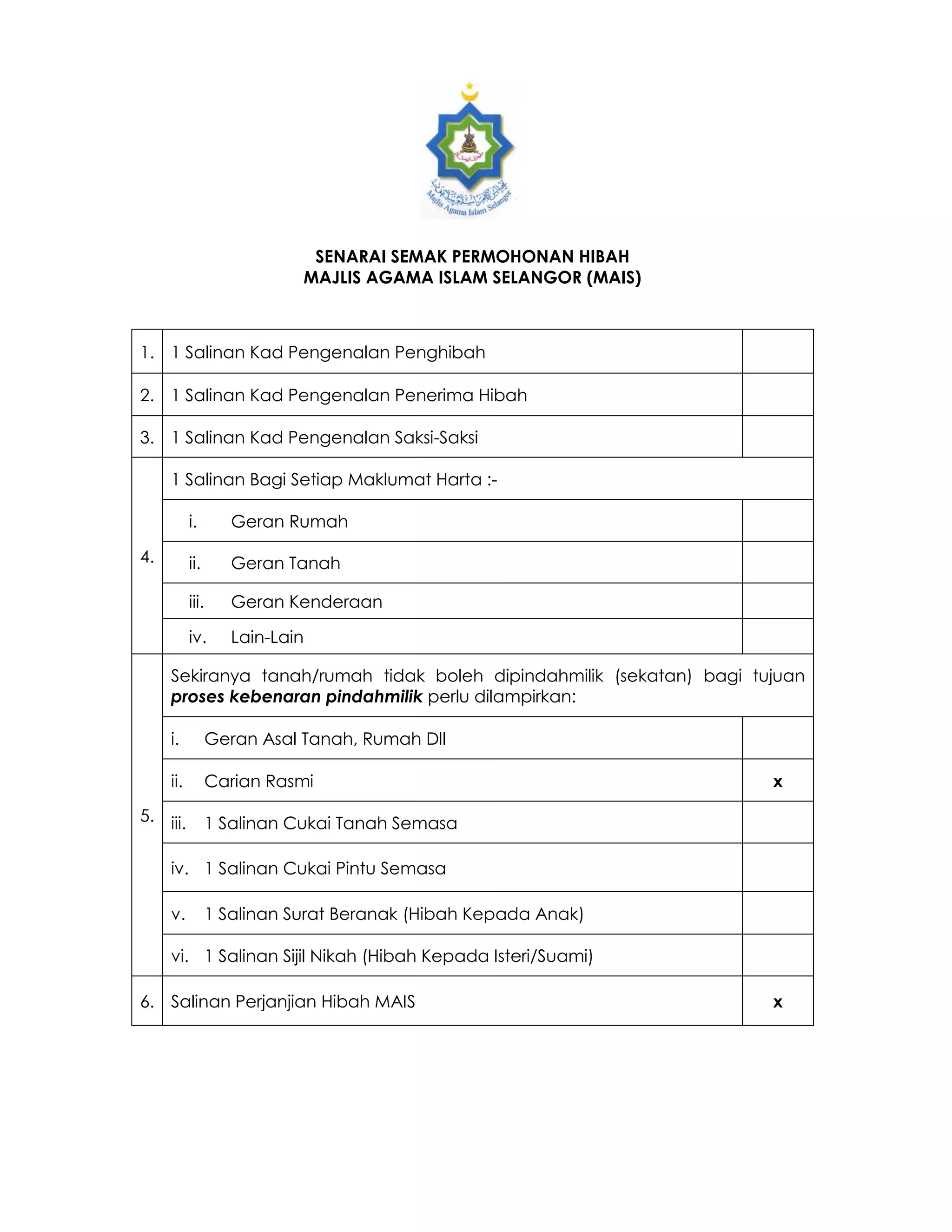Dokumen Perjanjian Hibah (Majlis Agama Islam Selangor) | PDF