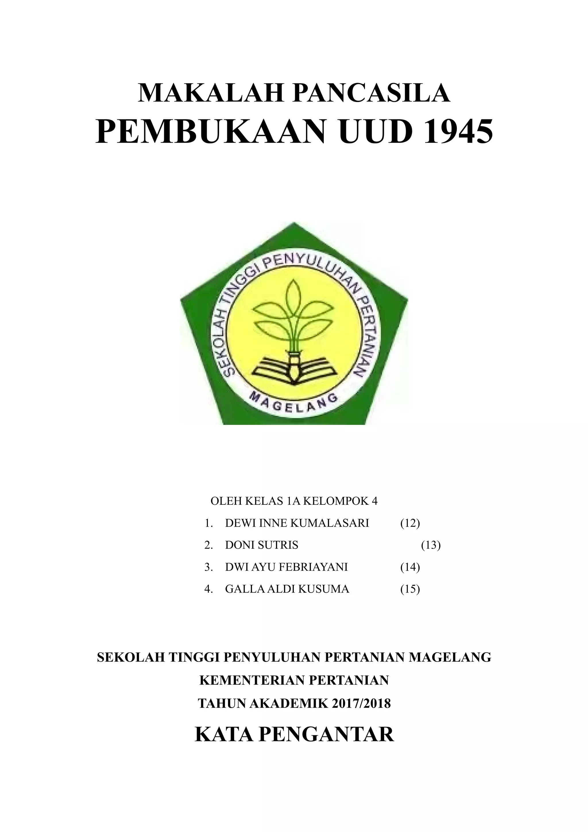 PANCASILA PEMBUKAAN UUD 45 | DOC