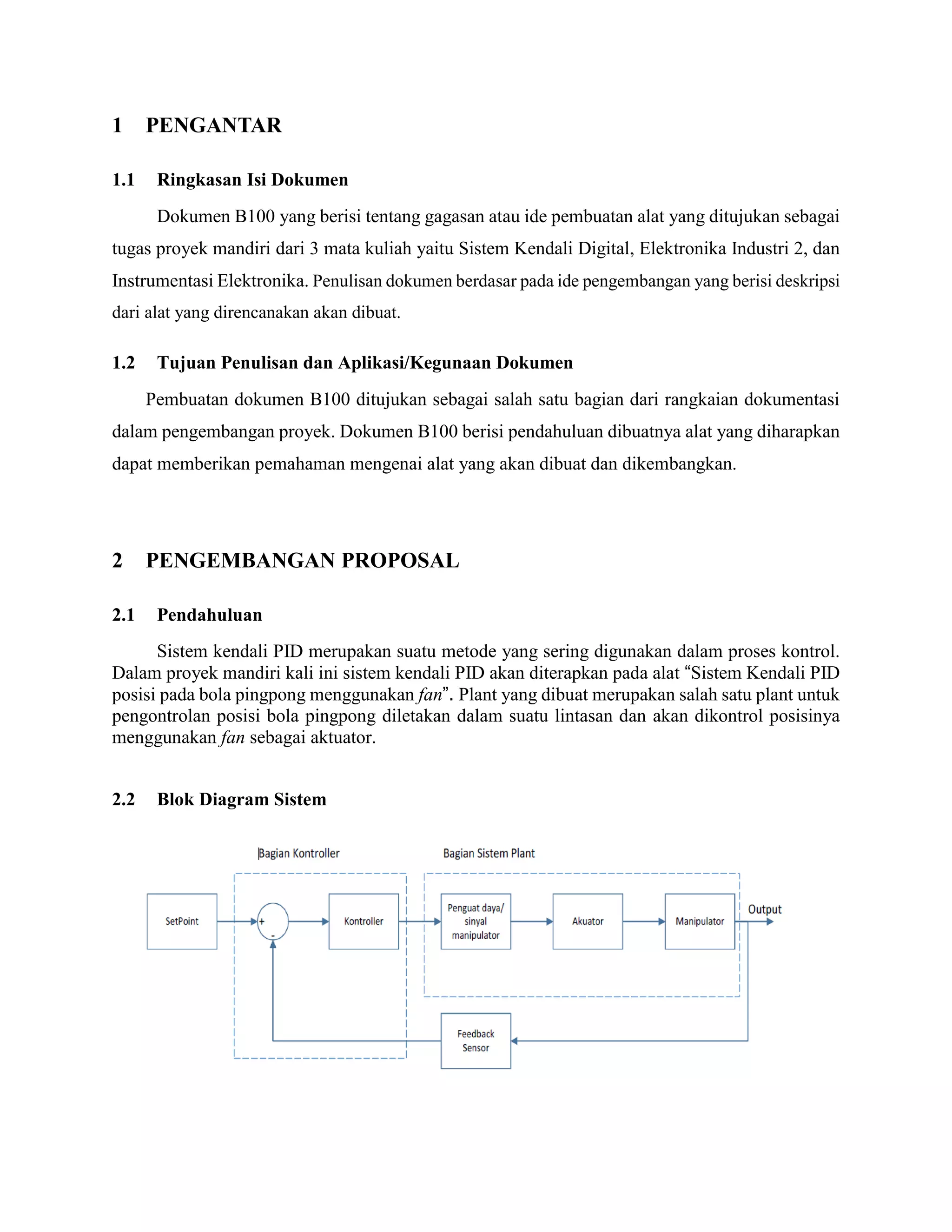Dokumen Perancangan Sistem Kendali PID Posisi | PDF