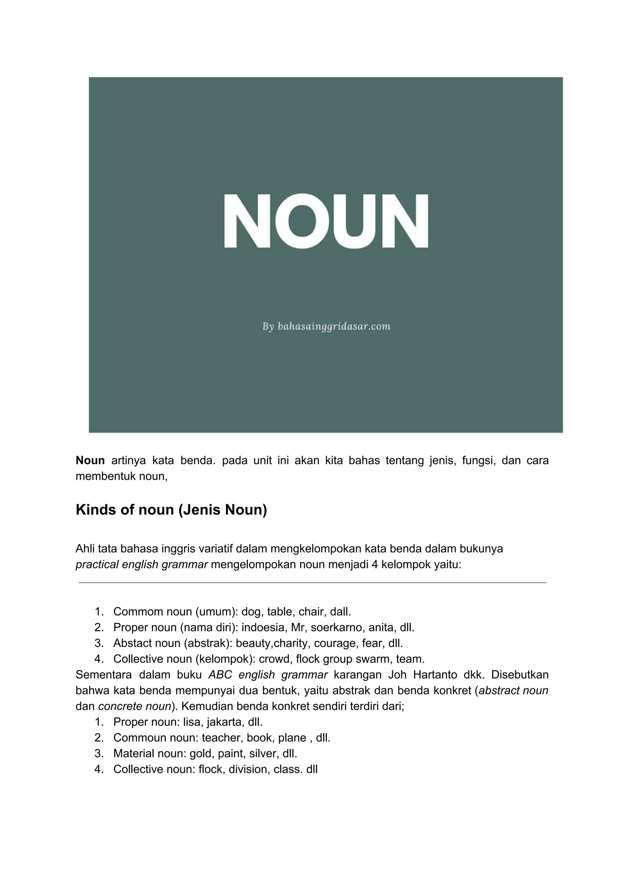 Pengertian Noun | PDF