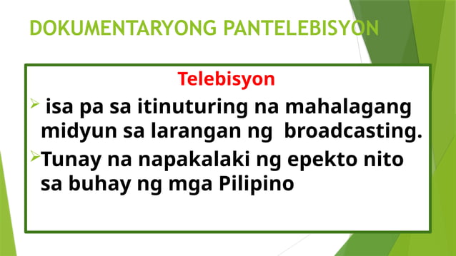 dokumentaryo Powerpoint presentation Filipino | PPTX