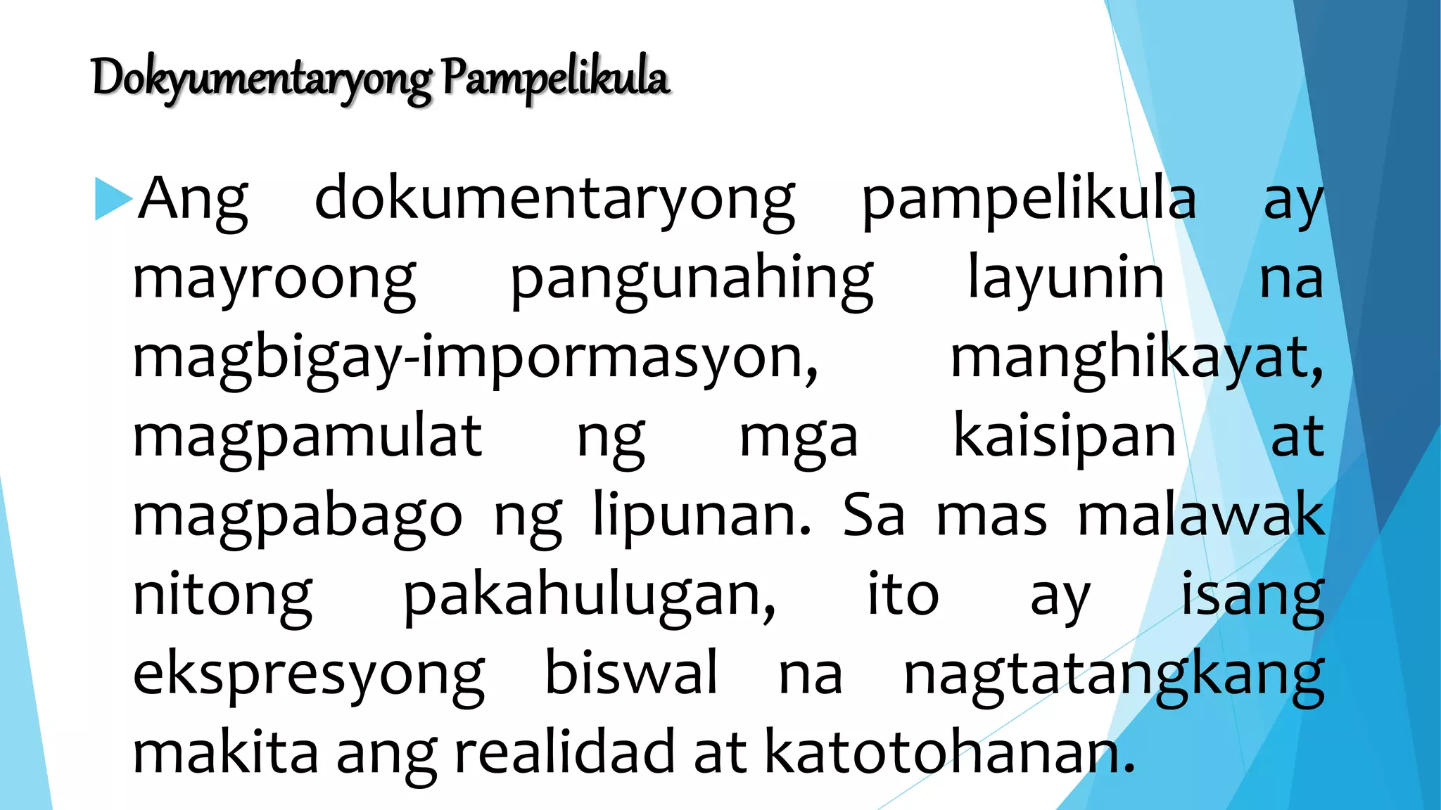 Dokumentaryong Pantelebisyon | PPTX