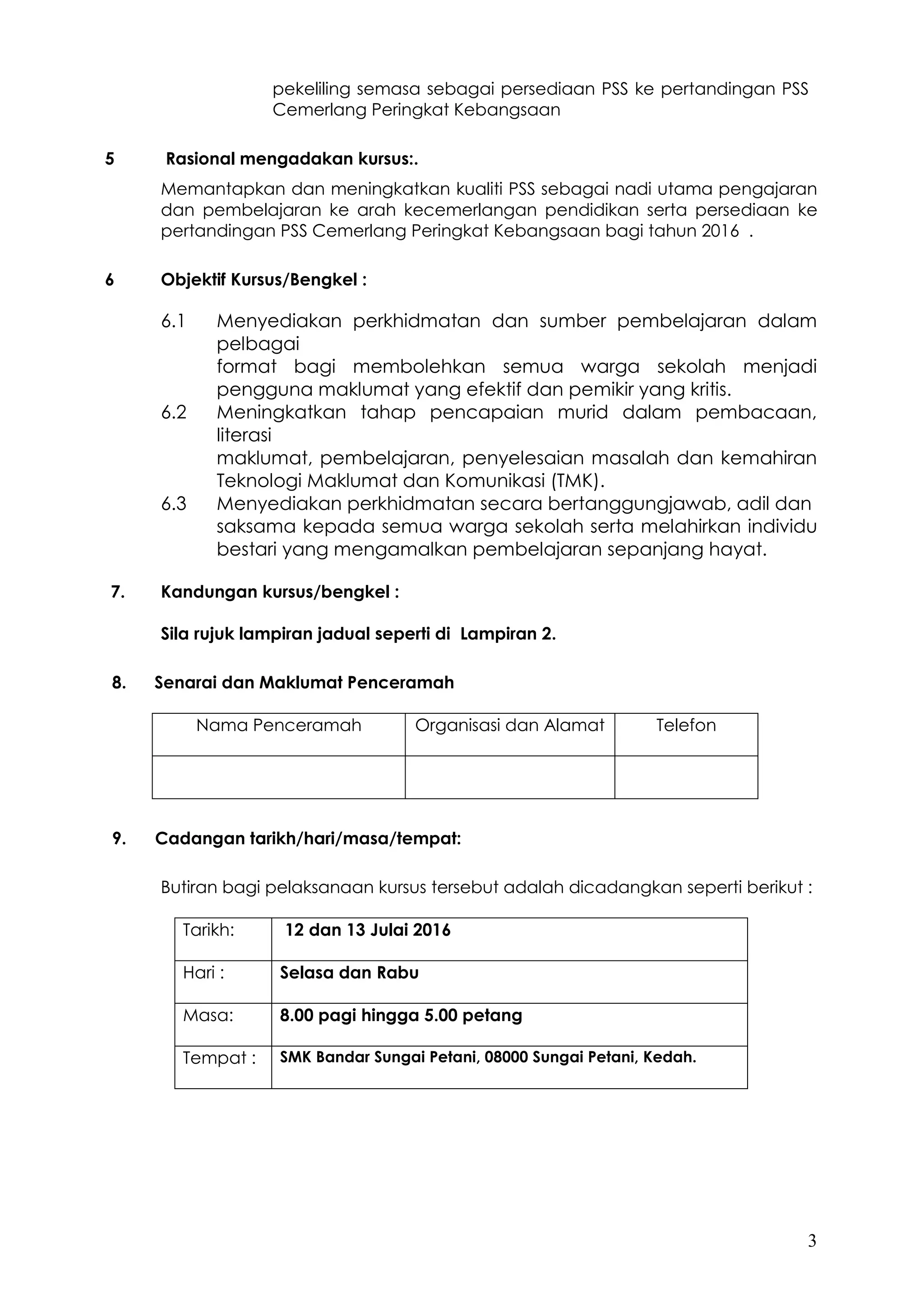 Dokumentasi bengkel pemantapan pss cemerlang 2016 | PDF