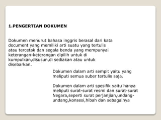 Pengenalan Dokumen & Dokumentasi | PPTX