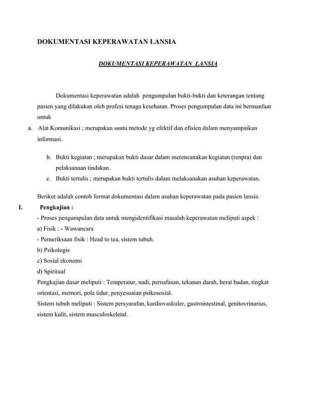 Dokumentasi keperawatan lansia AKPER PEMKAB MUNA | DOCX