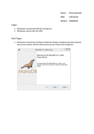Dokumentasi Instalasi dan Operasi MariaDB | PDF