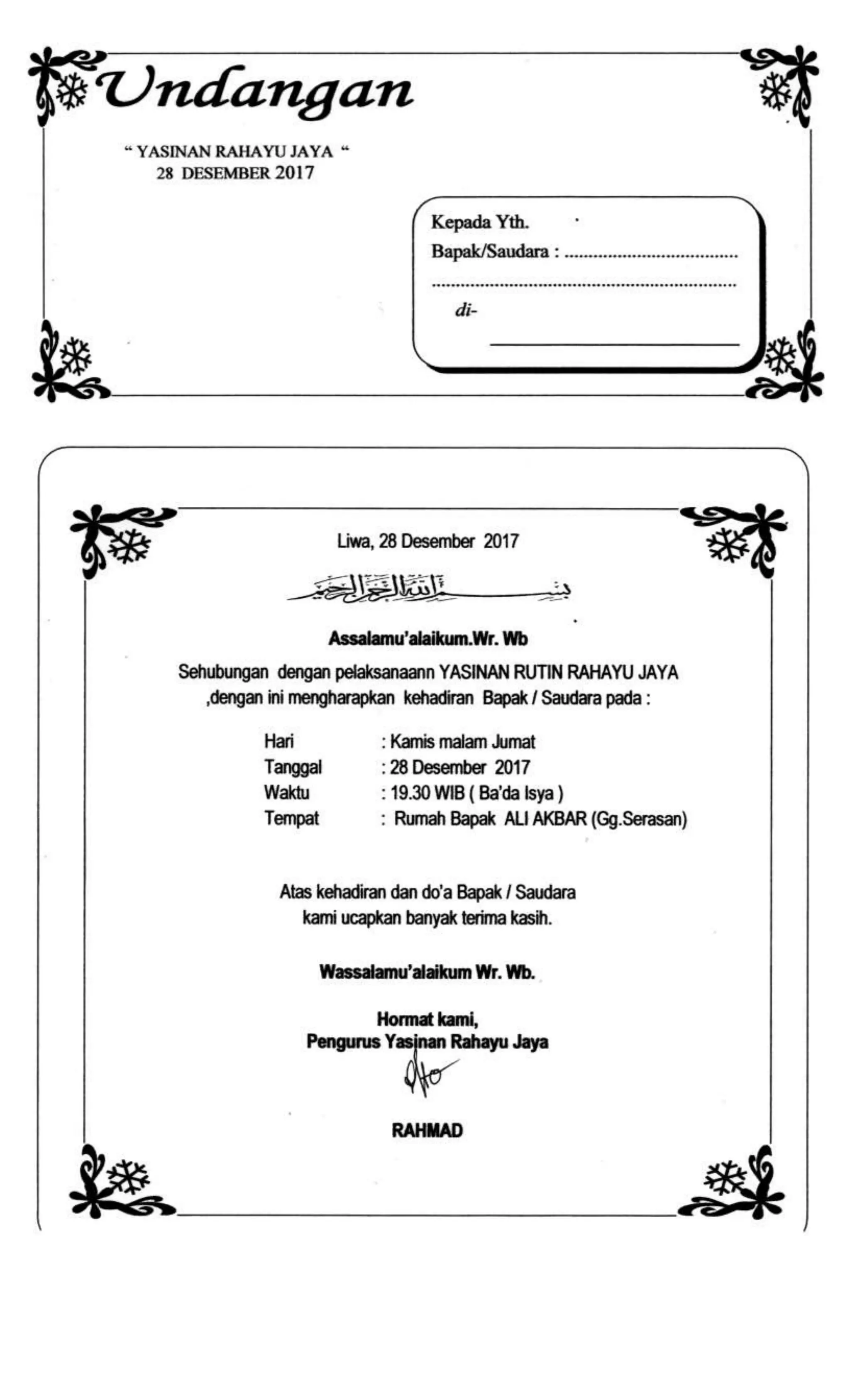 Dok undangan yasinan | DOC