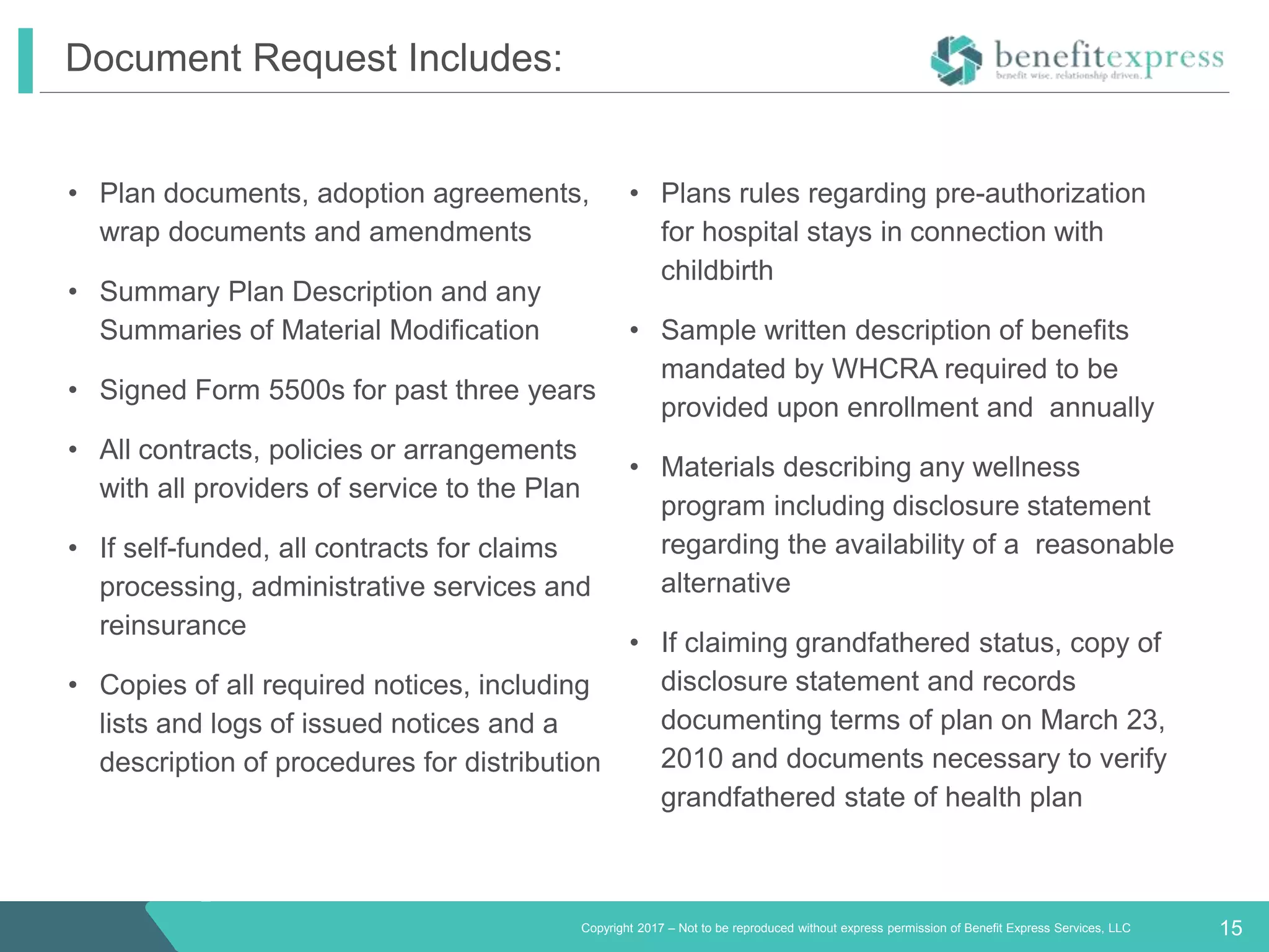 Bracing for (Regulatory) Impact: Your DOL Audit Checklist | PPT