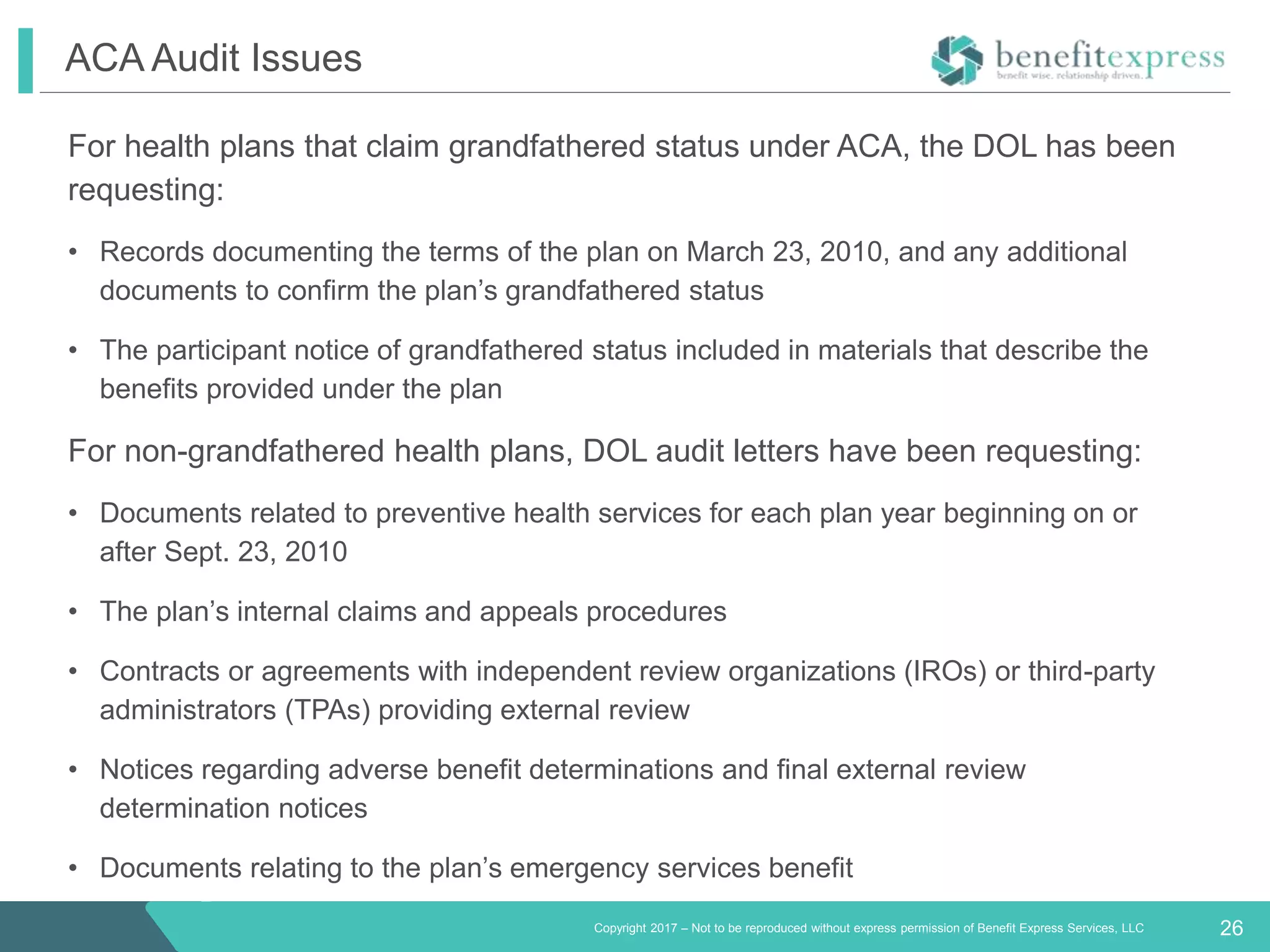 Bracing for (Regulatory) Impact: Your DOL Audit Checklist | PPT