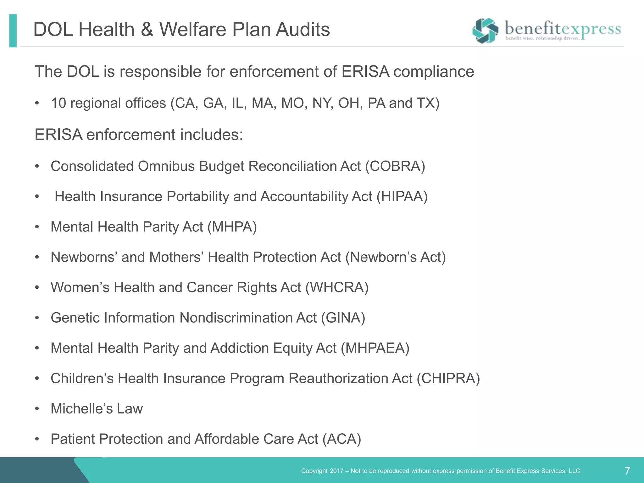 Bracing for (Regulatory) Impact: Your DOL Audit Checklist | PPT