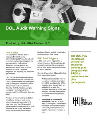 DOL Audit Warning Signs | PDF