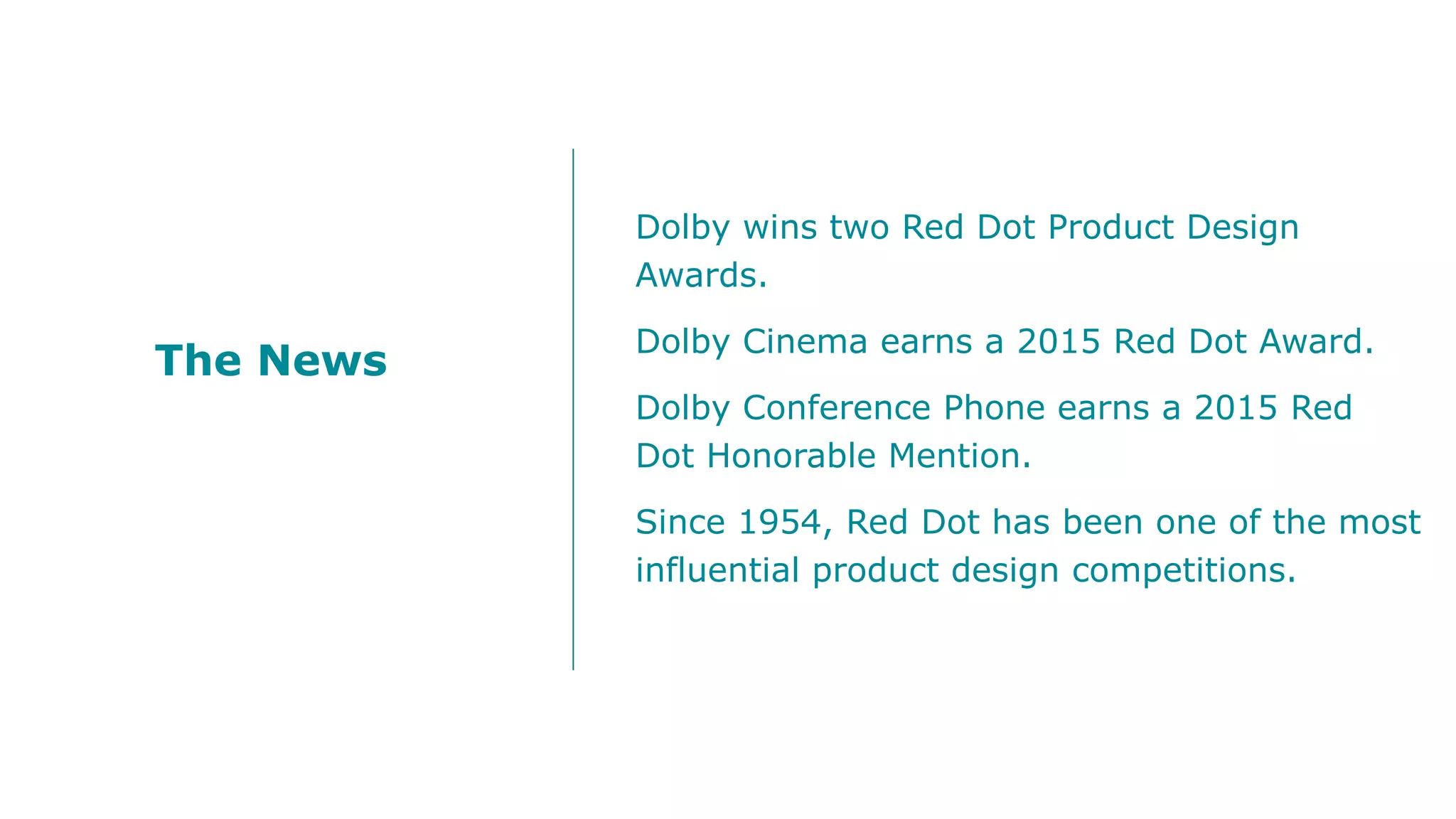 Dolby Wins Red Dot Awards for Product Design | PPTX | Awards Shows | Events