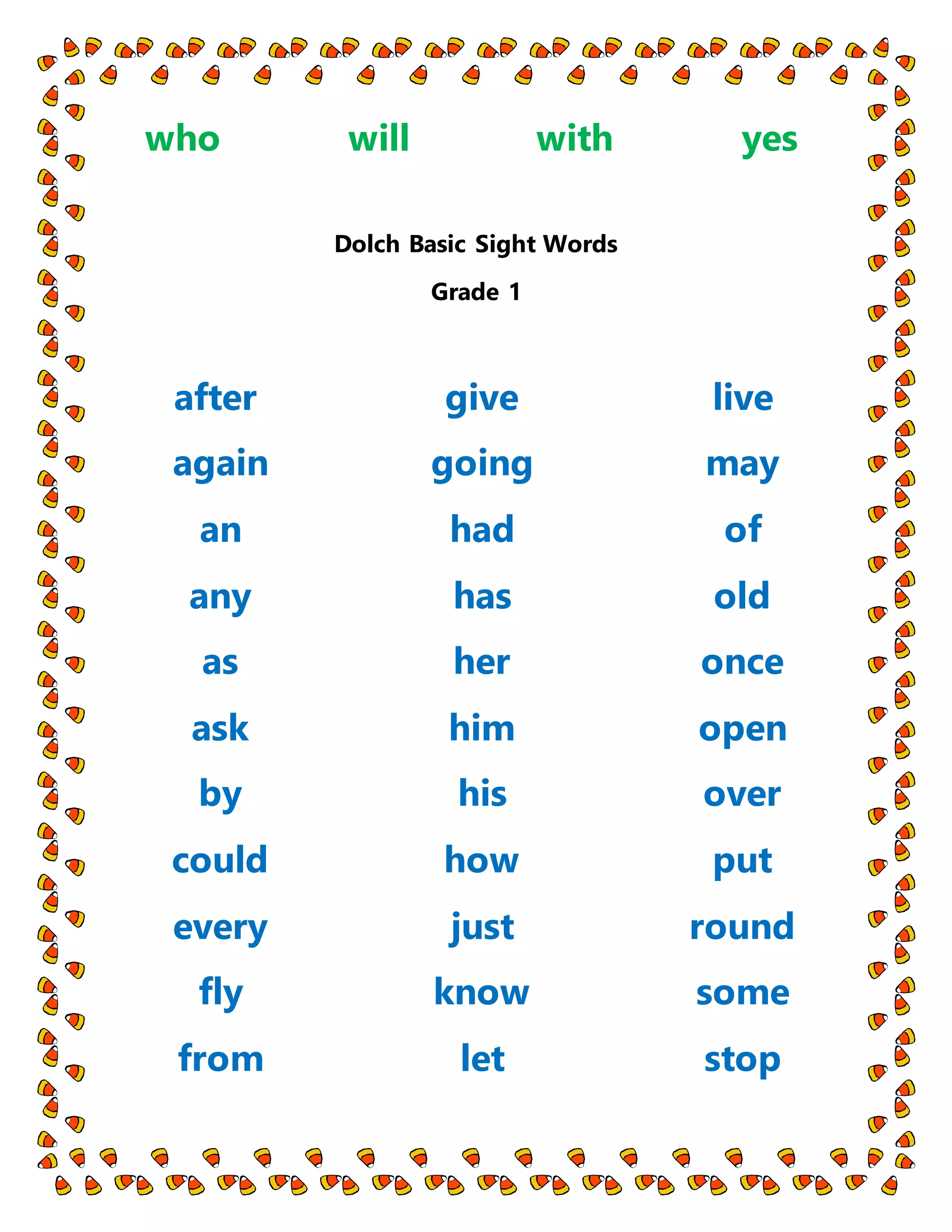 Dolch Basic Sight Words.docx