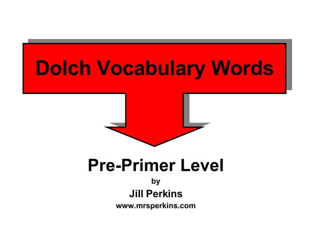 Dolch PrePrimer Words | PPS