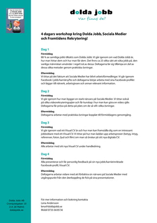Dolda Jobb. Work Shop | PDF | Job Fairs | Job Search