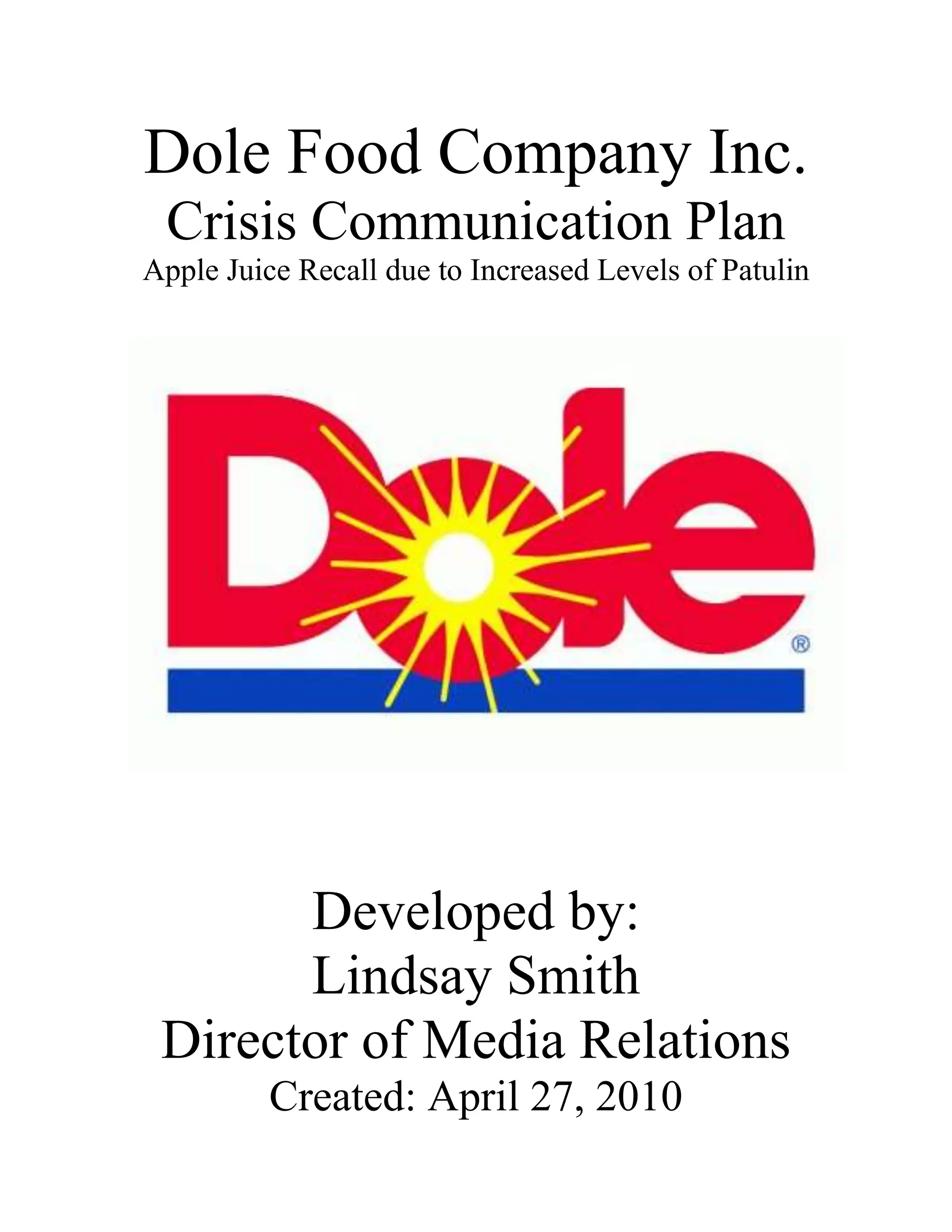 Dole crisis plan | PDF