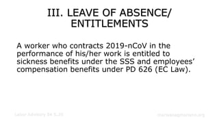 Labor Advisory 04 S.20 Guidelines on Safe Workplace | PPTX