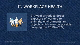 Labor Advisory 04 S.20 Guidelines on Safe Workplace | PPTX