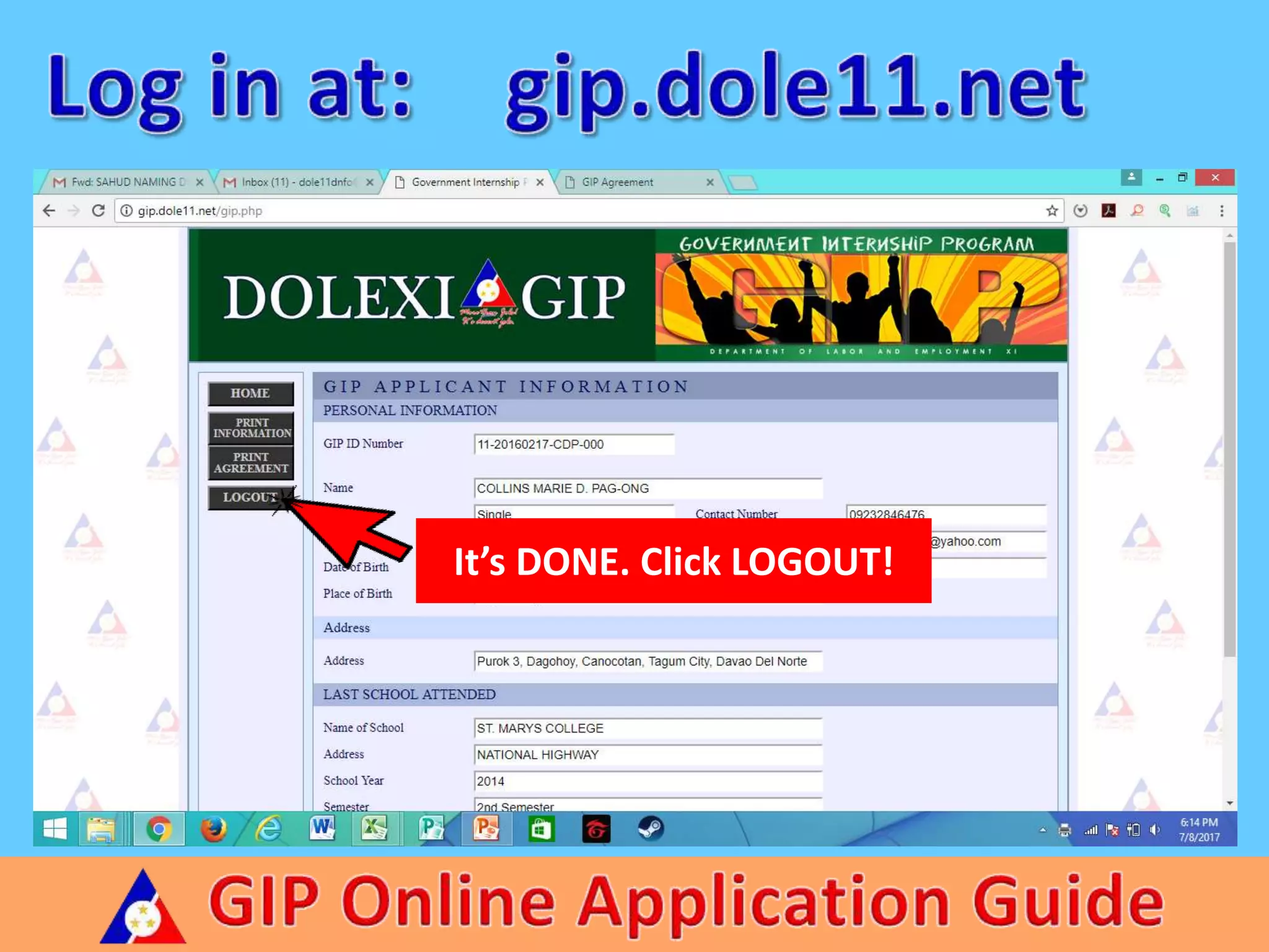 DOLE GIP Online Application Process | PPTX