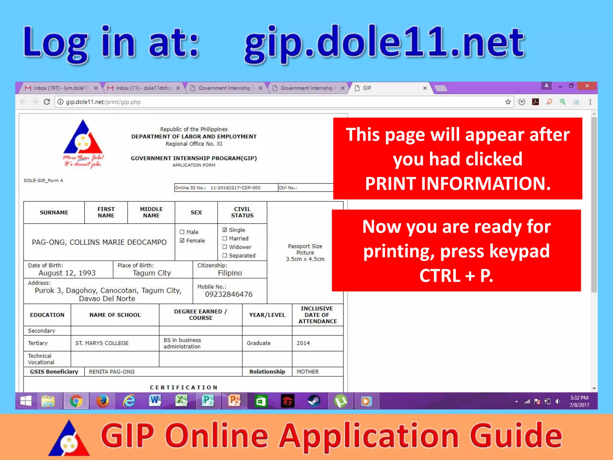 DOLE GIP Online Application Process | PPTX