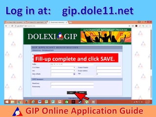 DOLE GIP Online Application Process | PPTX
