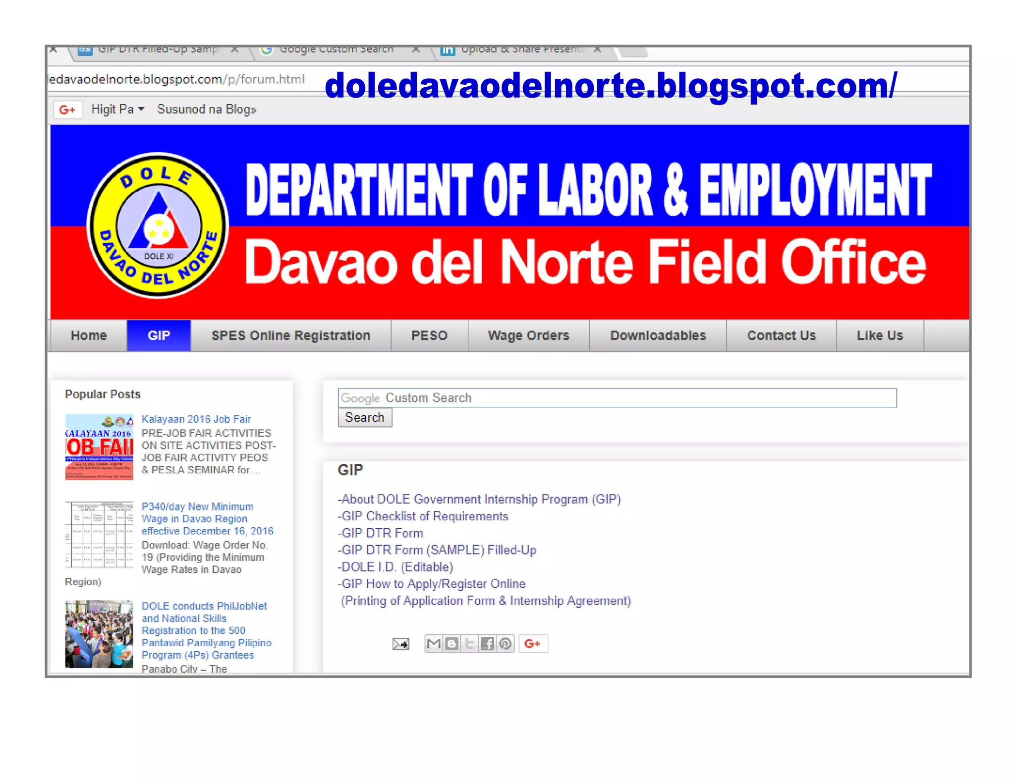 DOLE GIP Online Checklist and Downloadables | PPT